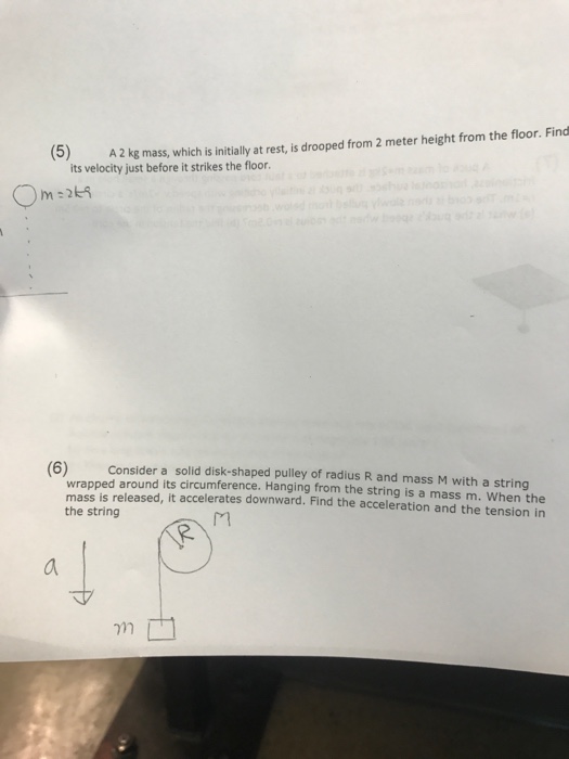 Solved A 2 kg mass, which is initially at rest, is drooped | Chegg.com