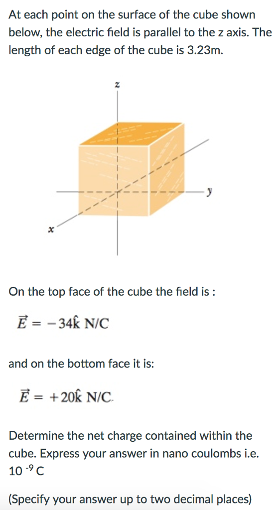 Solved At each point on the surface of the cube shown below, | Chegg.com
