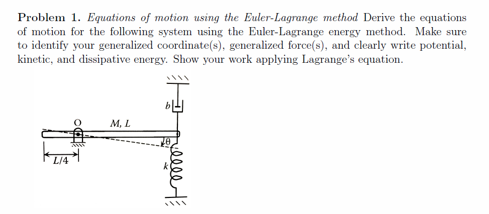 Problem 1. Equations of motion using the | Chegg.com