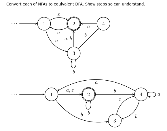 Convert each of NFAs to equivalent DFA. Show steps so | Chegg.com