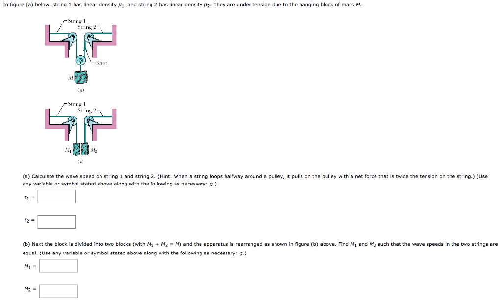 Solved , and string 2 has linear density μ2. They are under | Chegg.com