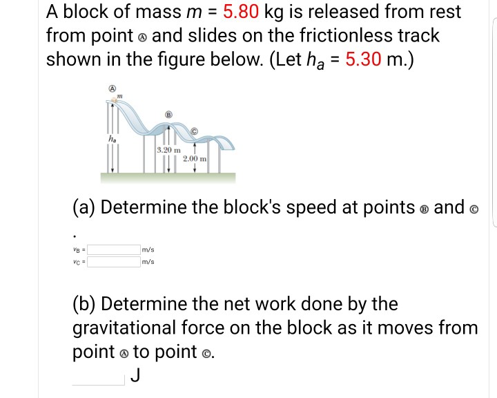 Solved A block of mass m - 5.80 kg is released from rest | Chegg.com