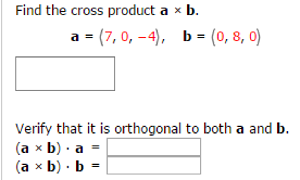 Solved Find The Cross Product A B Chegg