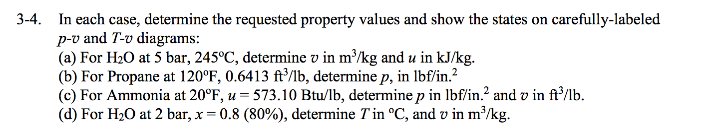 In each case, determine the requested property values | Chegg.com