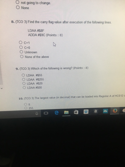 Solved 8. Find the carry flag value after execution of the | Chegg.com