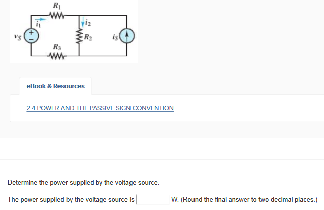Solved Determine the power supplied by the voltage source. | Chegg.com