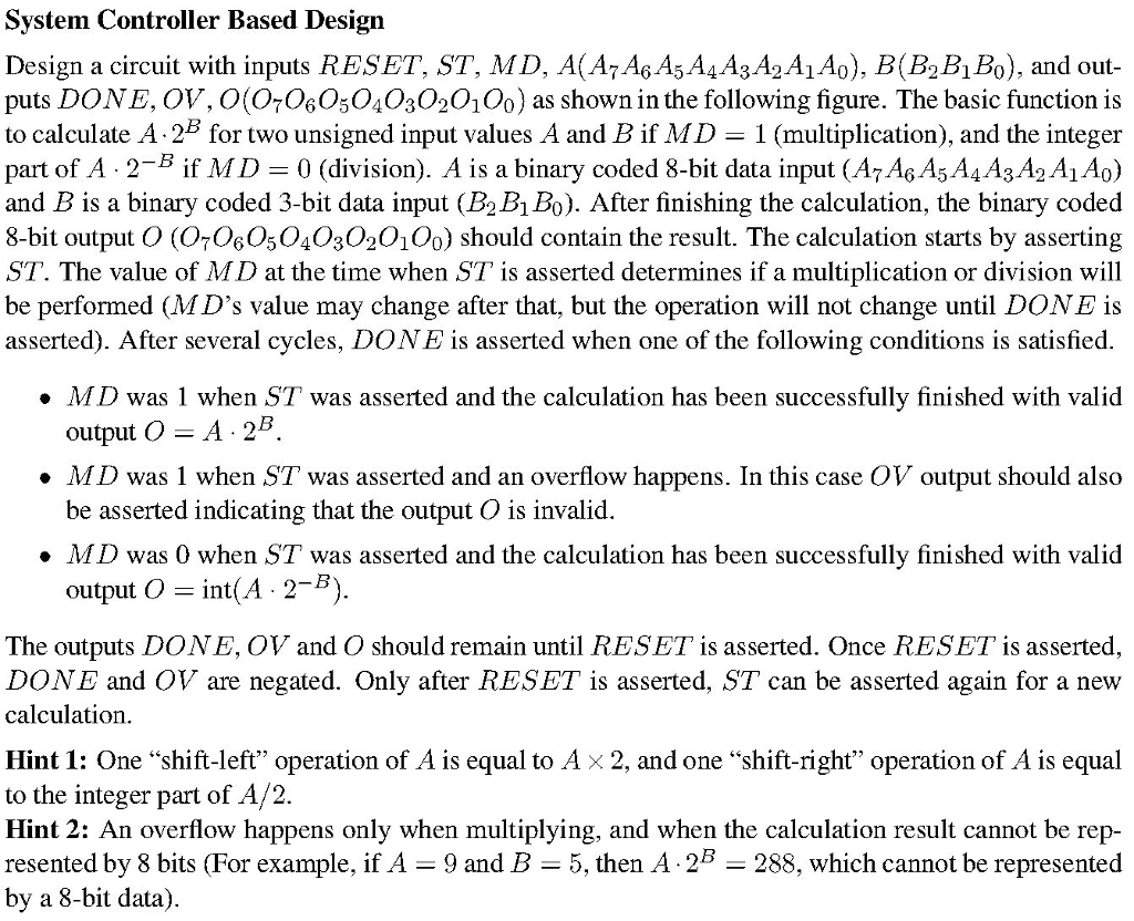System Controller Based Design Design a circuit with | Chegg.com