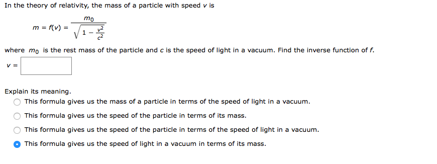 In the theory of relativity, the mass of a particle | Chegg.com