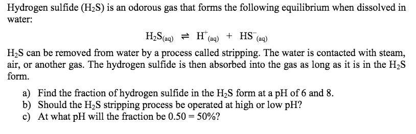 Solved Hydrogen sulfide (H2S) is an odorous gas that forms | Chegg.com