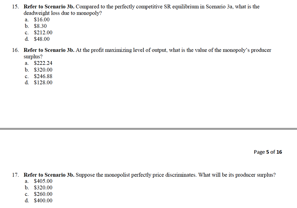 Solved Scenario 3a The Perfectly Competitive Market In a | Chegg.com