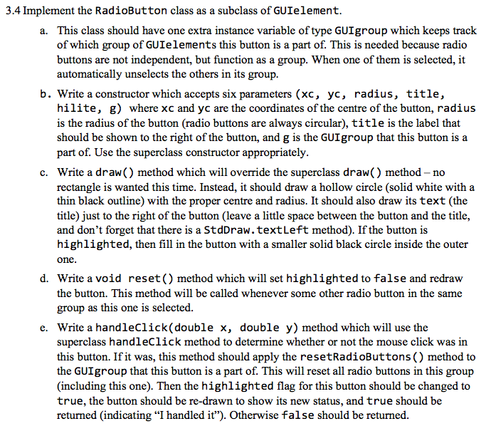 Solved Implement the RadioButton class as a subclass of | Chegg.com