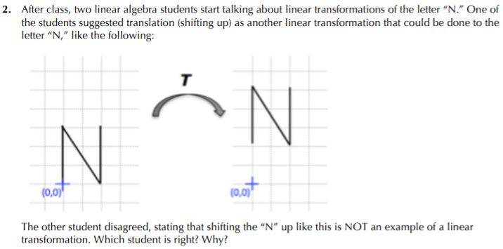 Solved After class, two linear algebra students start | Chegg.com