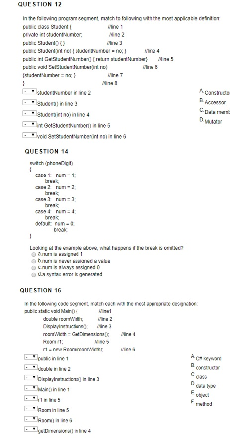 Solved Question 12 In The Following Program Segment Match