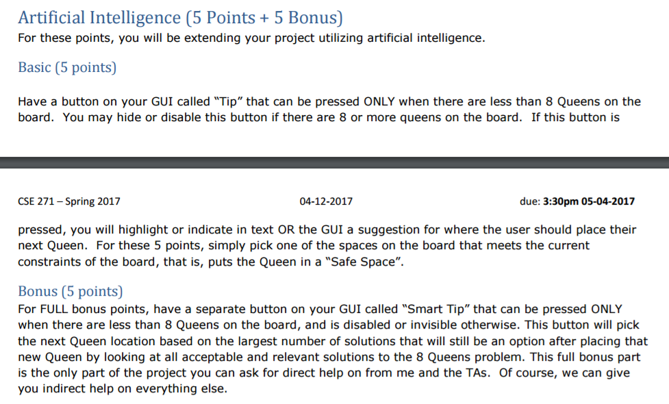 Solved Creating/ Solving the 8 Queens Problem by Creating | Chegg.com