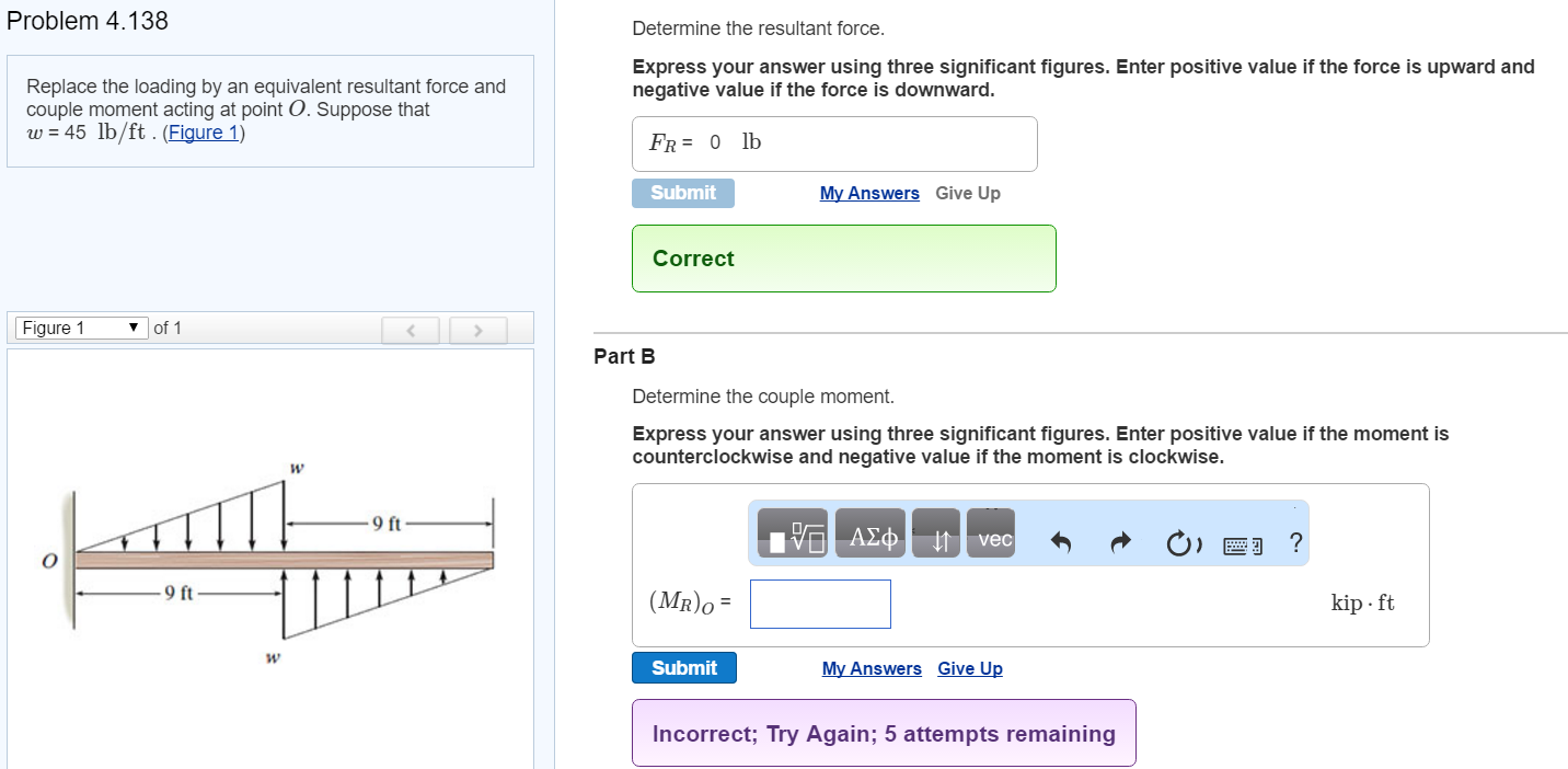 Solved Replace the loading by an equivalent resultant force | Chegg.com