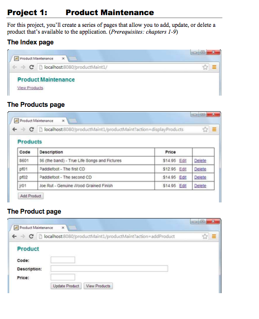 The Confirm Delete page Product Maintenance x ← -> Li | Chegg.com