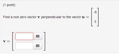 Solved Find a non zero vector v perpendicular to the vector | Chegg.com