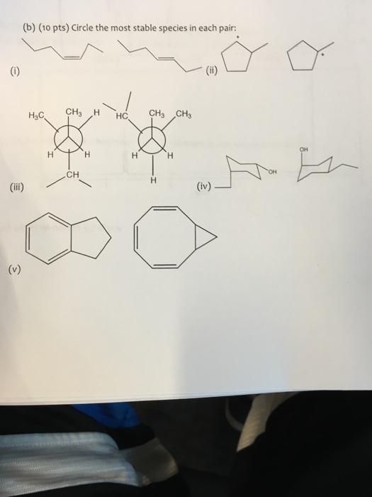Solved Circle the most stable species in each pair: | Chegg.com