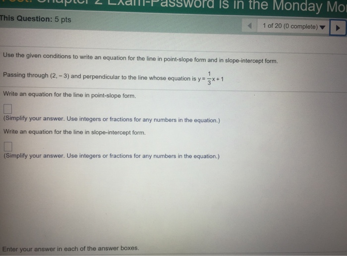 Solved Use the given conditions to write an equation for the | Chegg.com