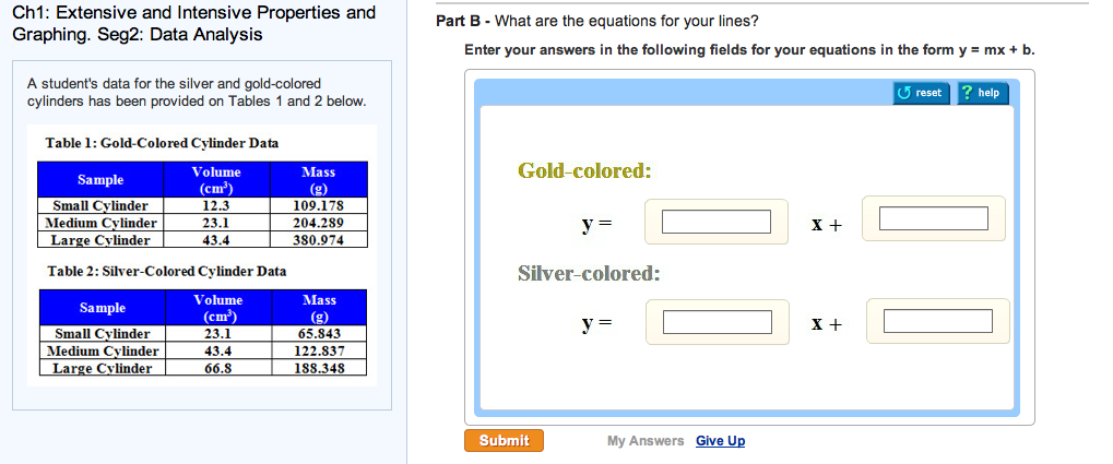Extensive and Intensive Properties and Graphing. | Chegg.com