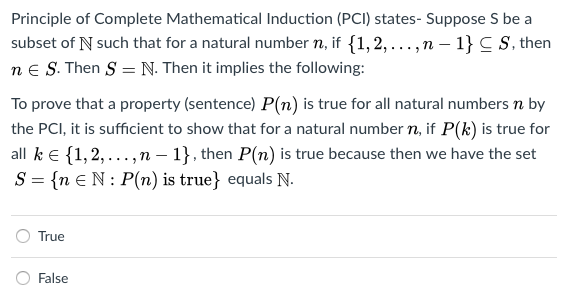 Solved Principle of Complete Mathematical Induction (PCI) | Chegg.com