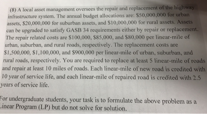 Solved A local asset management oversees the repair and | Chegg.com