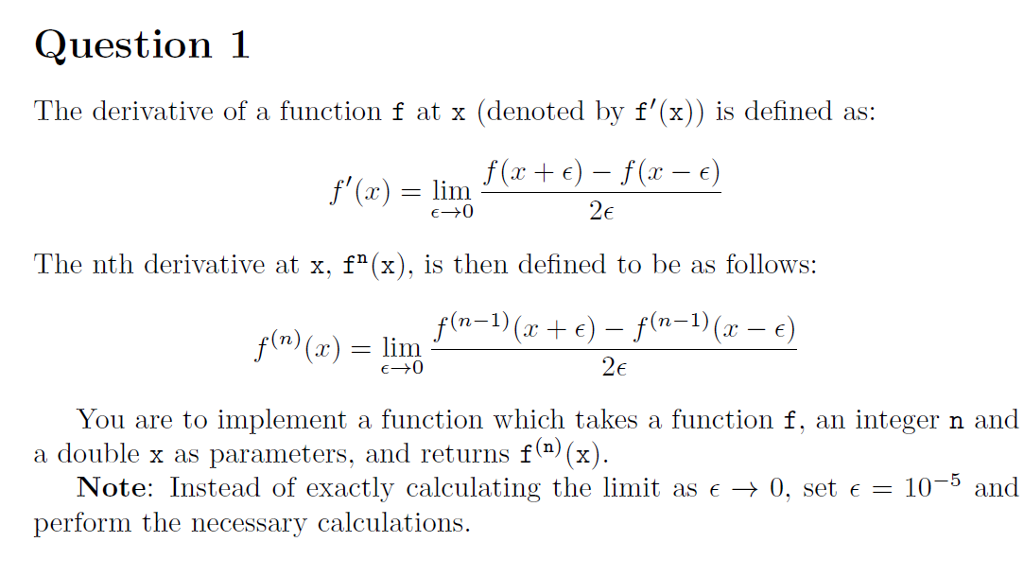 Question 1 The derivative of a function f at x | Chegg.com
