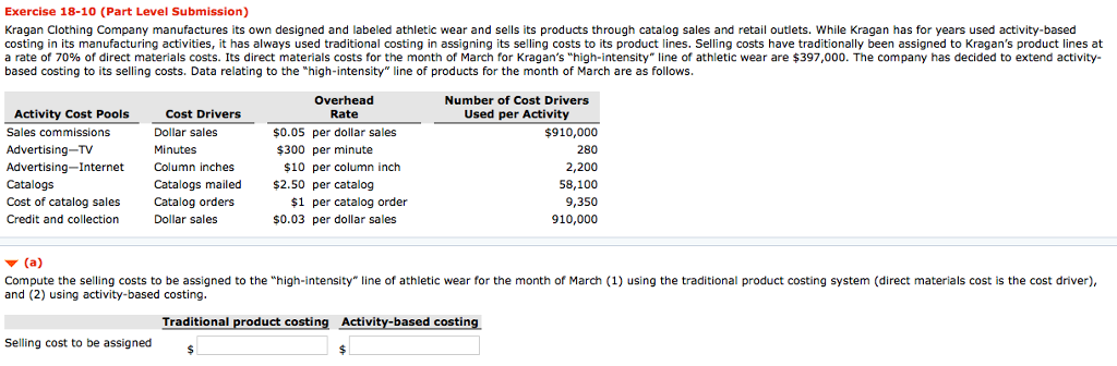 Solved Exercise 18-10 (Part Level Submission) Kragan | Chegg.com