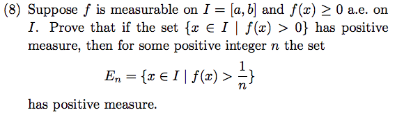 Solved 8 Suppose F Is Measurable On L A 히 And F X 0 A E