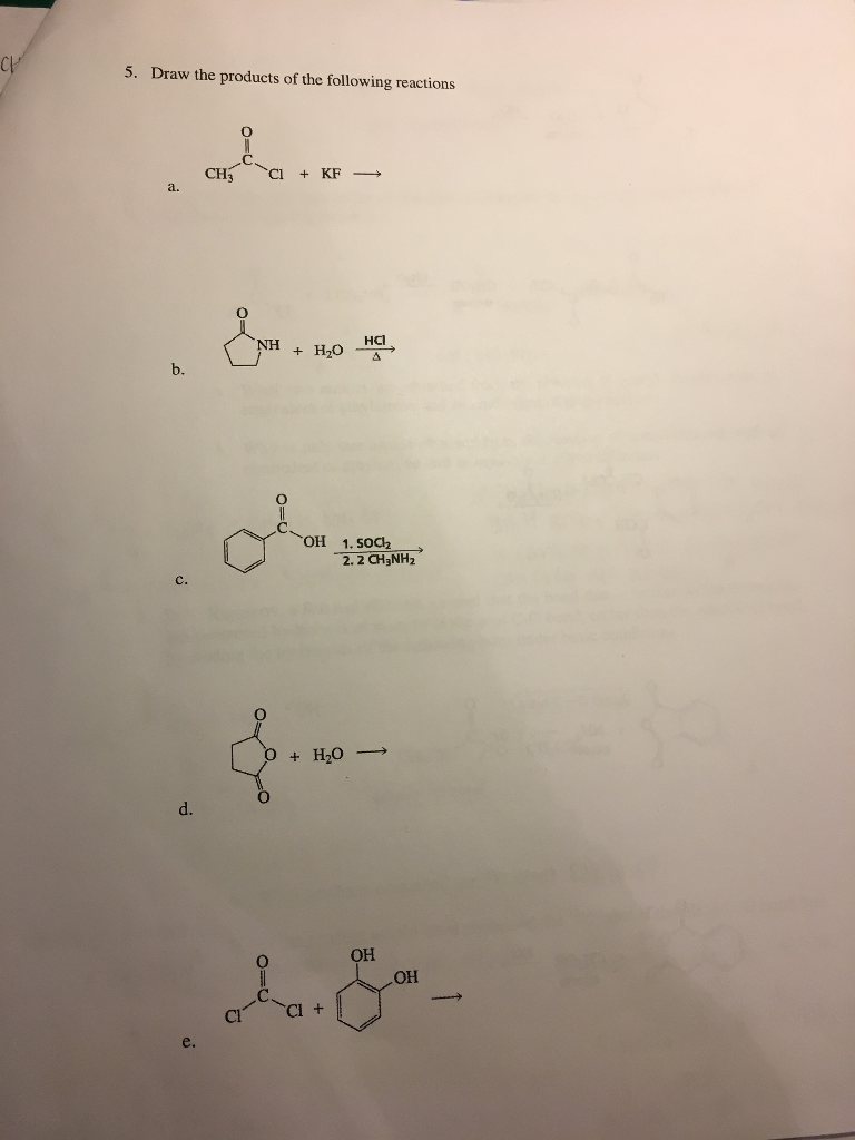 Solved 5. Draw the products of the following reactions CH3 | Chegg.com