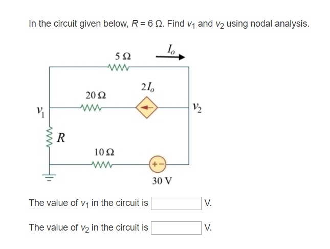 Solved In the circuit given below, R = 6 Ohm. Find V_1 and | Chegg.com