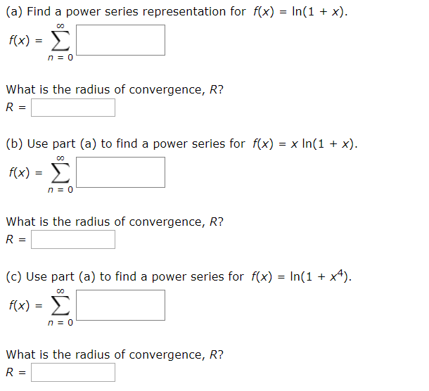 Solved (a) Find a power series representation for f(x) = | Chegg.com