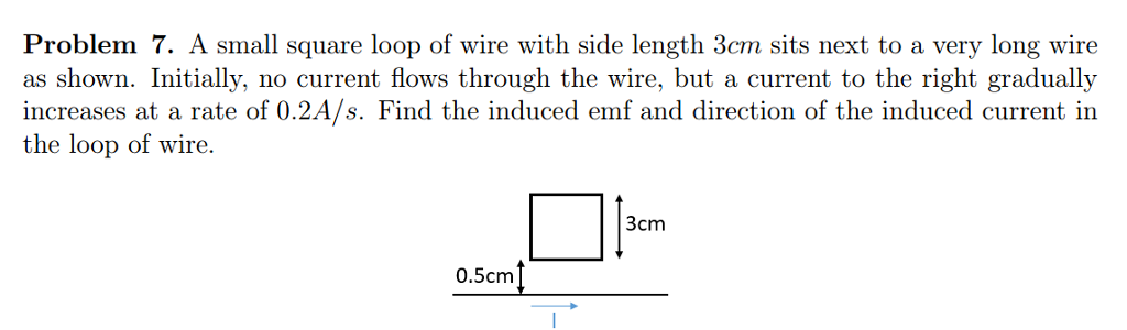 Solved A small square loop of wire with side length 3cm sits | Chegg.com