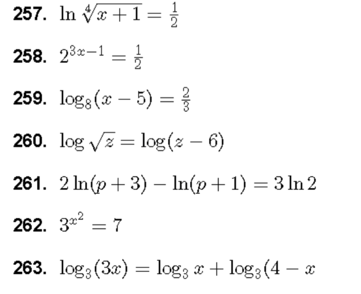 Solved 258 2330-1 3 259. logs (ac -5) 260. log log 60 261 2 | Chegg.com