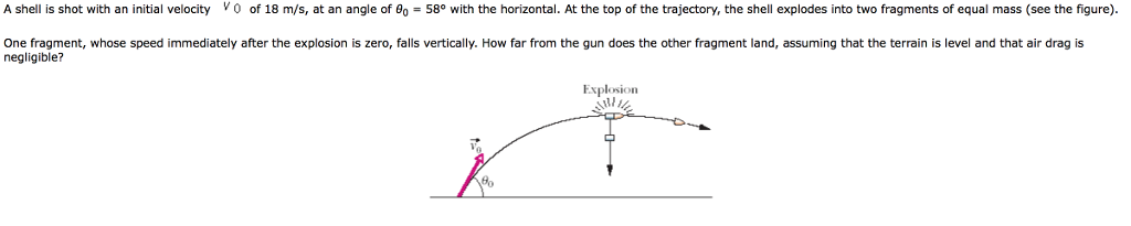 Solved A shell is shot with an initial velocityV0 of 18 m/s, | Chegg.com