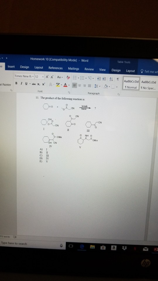 Solved Table Tools esign Layout References Mailings Review | Chegg.com