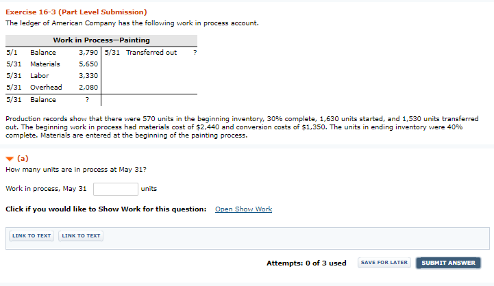Solved Exercise 16-3 (Part Level Submission) The ledger | Chegg.com