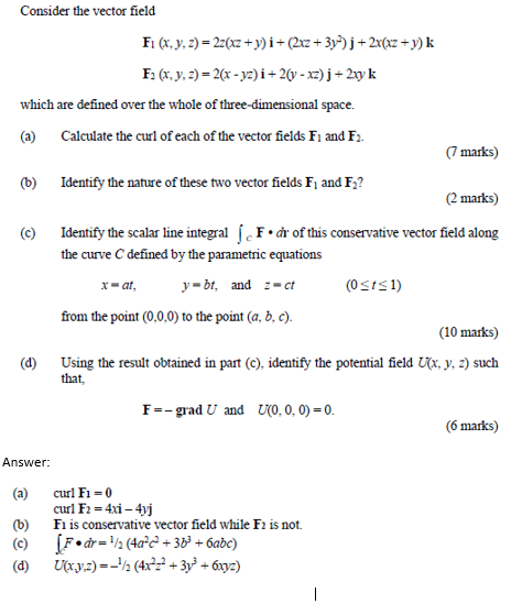 Solved Consider the vector field which are defined over the | Chegg.com