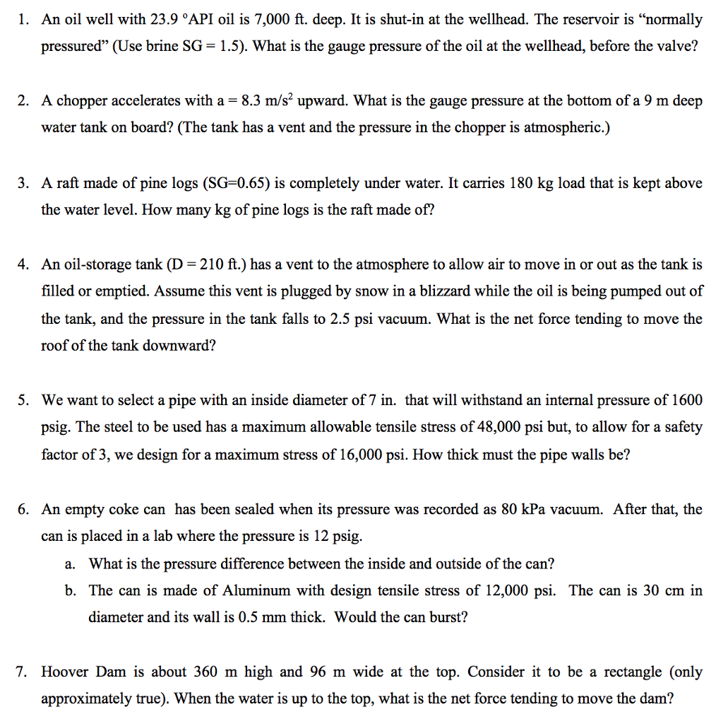 Solved An oil well with 23.9 degree API oil is 7,000 ft. | Chegg.com