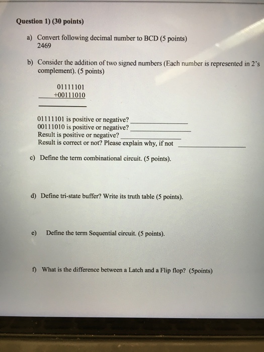 Solved Convert following decimal number to BCD 2469 | Chegg.com