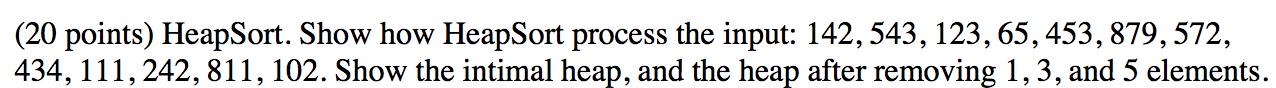 Solved HeapSort. Show how HeapSort process the input: 142, | Chegg.com