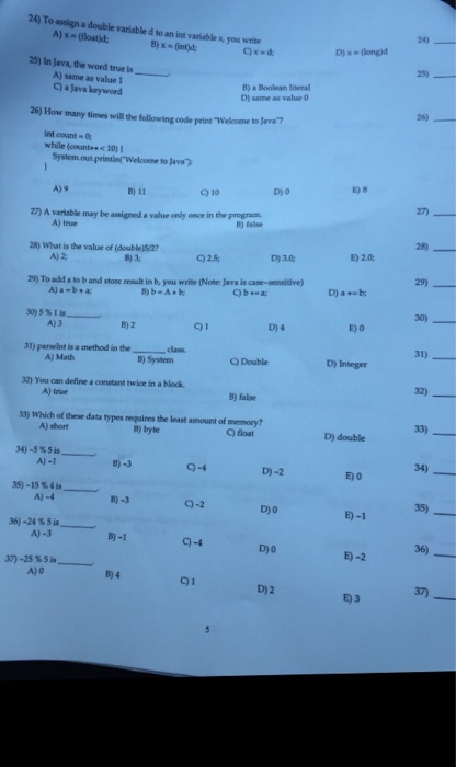 Solved To Assign A Double Variable D To An Int Variable X 