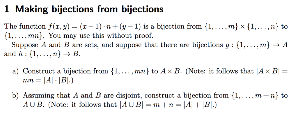 Solved 1 Making bijections from bijection:s The function | Chegg.com