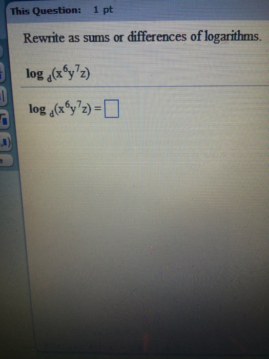 Solved Rewrite as sums or differences of logarithms. log | Chegg.com