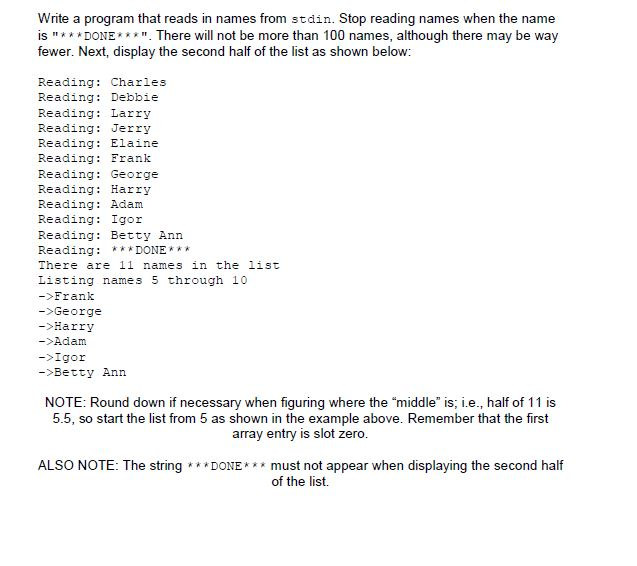 Solved Write A Program That Reads In Names From Stdin Stop 4356