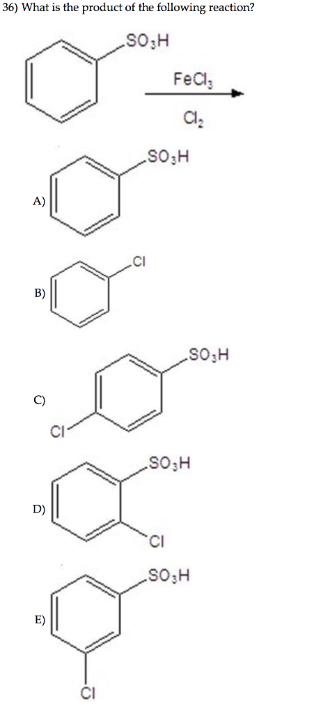 Solved 36) What is the product of the following reaction? | Chegg.com