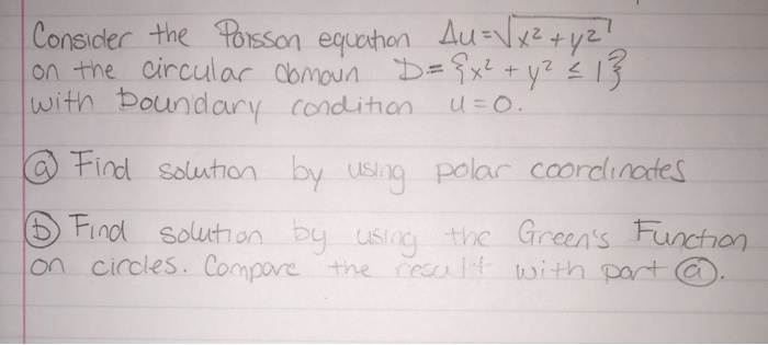 Solved Consider the person equation delta u = square root | Chegg.com