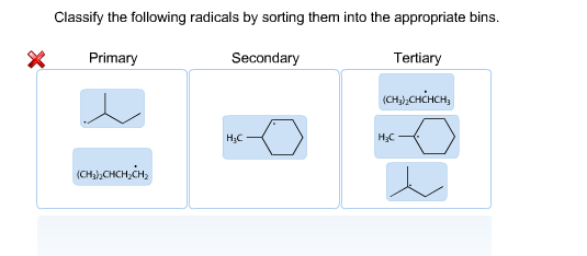 Solved Classify the following radicals by sorting them into | Chegg.com