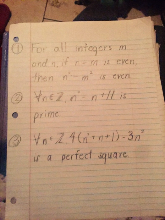 Solved For all integers m and n, if n -m is even, then n^2 - | Chegg.com