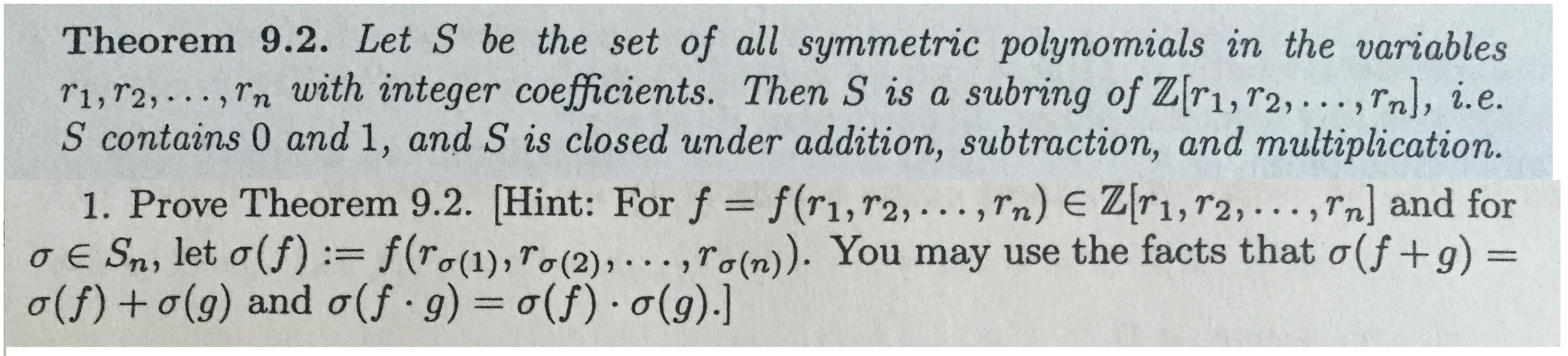 Solved Let S be the set of all symmetric polynomials in the | Chegg.com